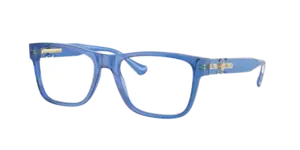 Versace Ve3303 Rectangular Eyeglasses - Transparent Blue