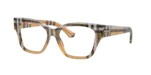 Burberry Full Rim Cat Eye Eyeglasses - Check Sand