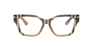 Burberry Full Rim Cat Eye Eyeglasses - Check Sand