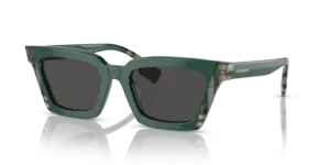 Burberry Full Rim Square Frame Sunglasses - Green,check Green