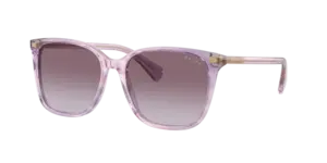 Ralph Lauren Acetate Square Frame Sunglasses Shiny Striped Purple