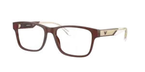 Emporio Armani Rectangle Eyeglasses - Shiny Opaline Brown