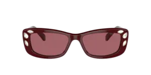 SWAROVSKI Sunglasses With Strass Detailing - Burgundy