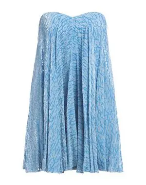 Elisabetta Franchi Flared Mini Dress In Polyester, Elastane, Viscose, And Silk - Sky Blue