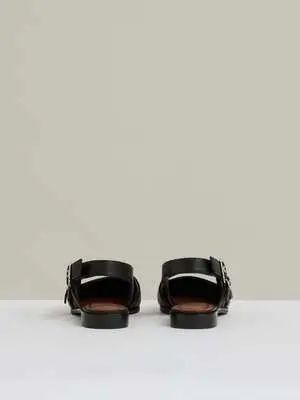 REISS Lois Leather Buckle-strap Flat Mules