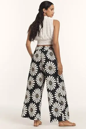 Farm Rio X Linen Blend Daisy Wide-leg Pants