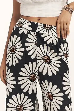 Farm Rio X Linen Blend Daisy Wide-leg Pants