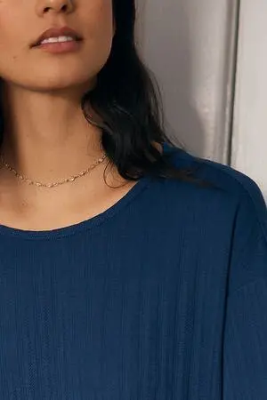 Eberjey Short-sleeve Pointelle Top - Navy