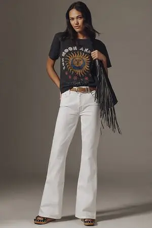 MOTHER MOTHER The Weekender Mid-Rise Flare Jeans White