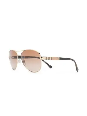 Burberry Check Print Sunglasses - Gold