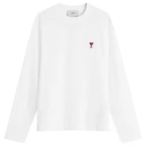 AMI Paris Red Adc Classic Long Sleeve T-shirt - White