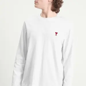 AMI Paris Red Adc Classic Long Sleeve T-shirt - White