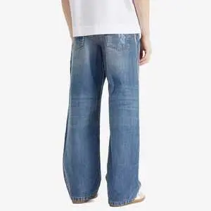 Palm Angels Curved Logo Loose Jeans - Light Blue