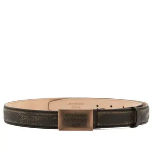 Acne Studios 1996 Logo Plaque Belt - Dark Brown/beige