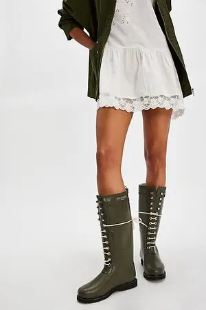 ISLE JACOBSEN Ilse Jacobsen Lace-up Rain Boots - Army