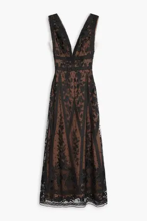 Floral Embroidered Tulle Midi Dresses