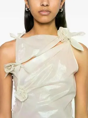 Coperni Floral-appliqué Asymmetric Gown - Neutrals