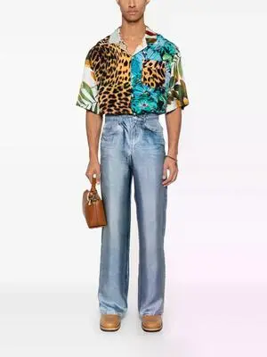 PIERRE-LOUIS MASCIA Wide-leg Silk Trousers - Blue