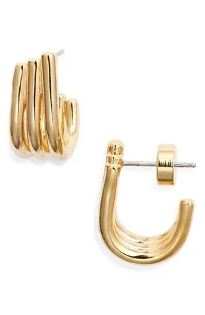 Nordstrom Ridged Triple Hoop Earrings - 14k Gold Plated