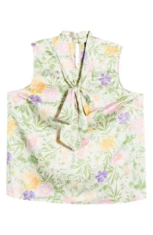 TAHARI ASL Floral Bow Neck Sleeveless Top - Floral Multi