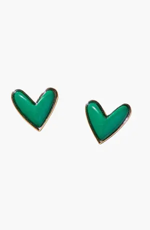 NICKEL & SUEDE Sweetheart Stud Earrings - Green