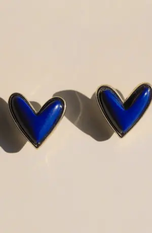 NICKEL & SUEDE Sweetheart Stone Stud Earrings - Navy