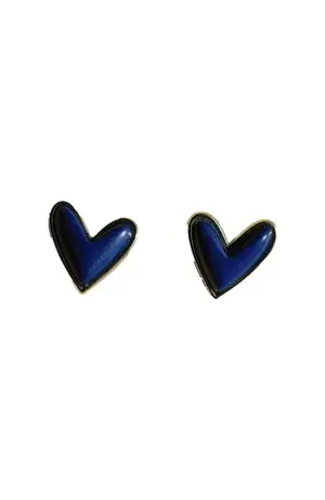 NICKEL & SUEDE Sweetheart Stud Earrings - Navy