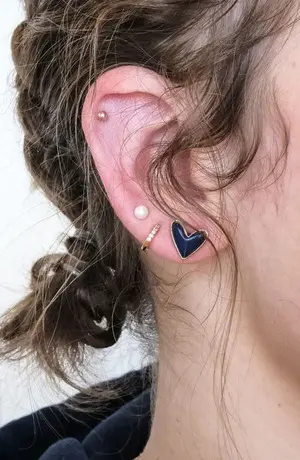 NICKEL & SUEDE Sweetheart Stud Earrings - Navy