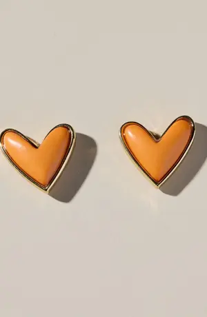 NICKEL & SUEDE Sweetheart Stone Stud Earrings Orange Stone