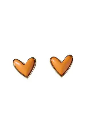 NICKEL & SUEDE Sweetheart Stone Stud Earrings Orange