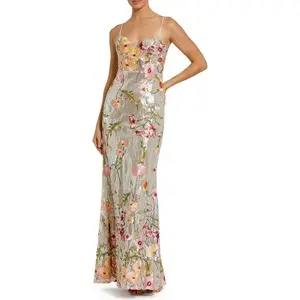 Floral Sequin Bustier Maxi Dress
