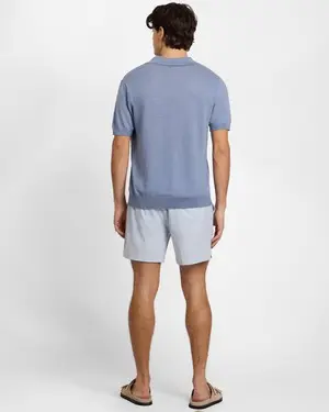 Onia Linen Johnny Collar Polo Sweater - Soft Blue