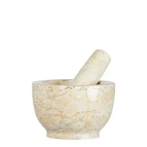 CILIO Champagne Marble Mortar & Pestle - White