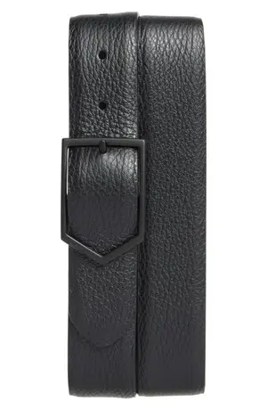 Canali Pebbled Leather Belt - Black