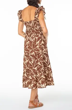 Roxy Palmy Days Tiered Cotton Midi Dress