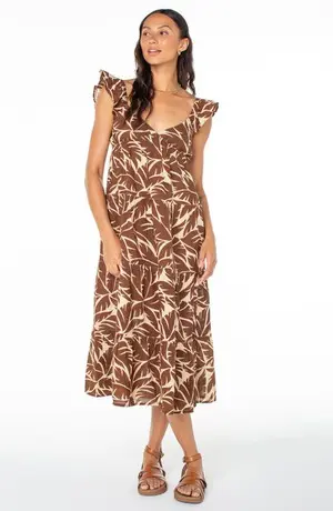 Roxy Palmy Days Tiered Cotton Midi Dress