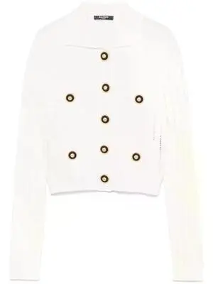 Balmain Ribbed Cardigan - White