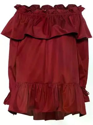 Saint Laurent Ruffled Mini Dress - Red