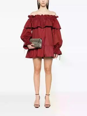 Saint Laurent Ruffled Mini Dress - Red