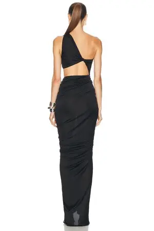 Atlein One Shoulder Ruched Cut Out Gown
