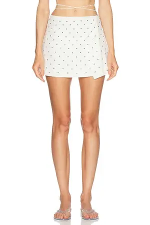 Oseree Studded Wrap Mini Skirt