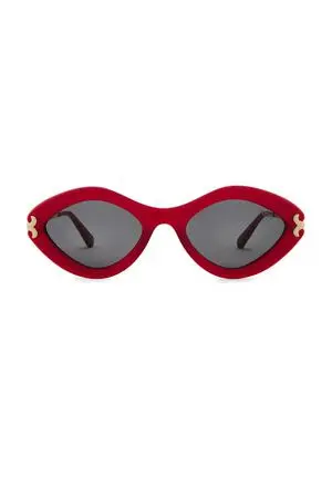 Emilio Pucci Oval Sunglasses - Shiny Red & Smoke