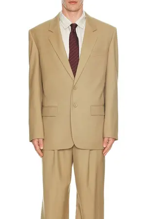 Saint Laurent Yves Blazer In Beige - Gingembre