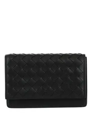 Bottega Veneta Intrecciato Flap Business Card Wallet - Black