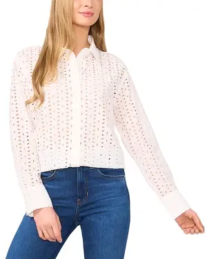 CECE DUPRAZ Eyelet Button Down Blouse - New Ivory