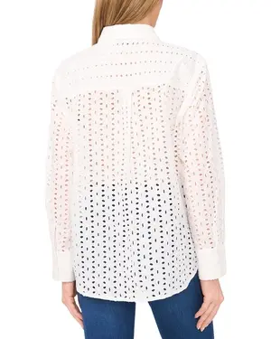 CECE DUPRAZ Eyelet Button Down Blouse - New Ivory