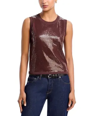 Aqua Sequin Tank Top - Dark Brown