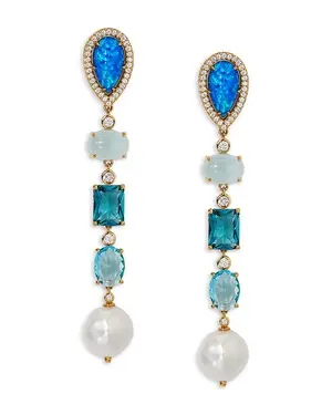 Nadri Stone Drop Earrings - Blue