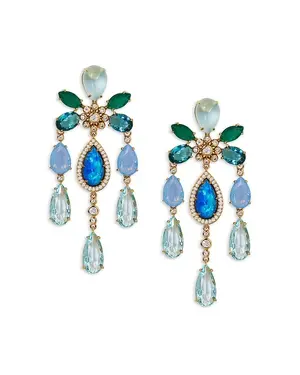 Nadri Stone Chandelier Earrings - Blue