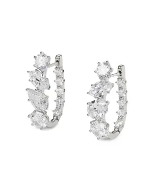 Nadri Btrx Cubic Zirconia Oval Hoop Earrings - Silver